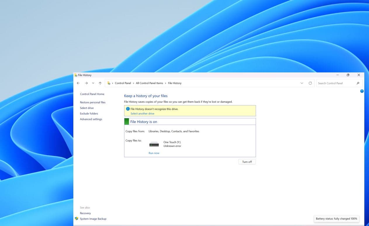已解决：文件历史记录无法识别此驱动器错误 windows 11 - Flnug.com